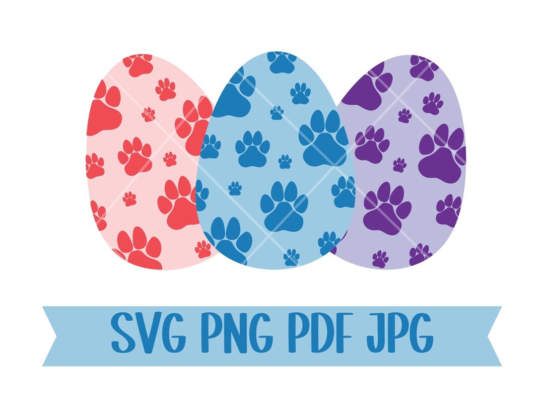 Paw Print Easter Egg SVG, Dog Bandana, Easter Dog, Dog Easter Basket ...