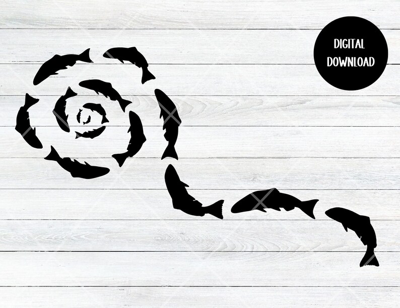 School of Fish SVG, Salmon School of Fish Svg, Fish Svg, Swimming ...