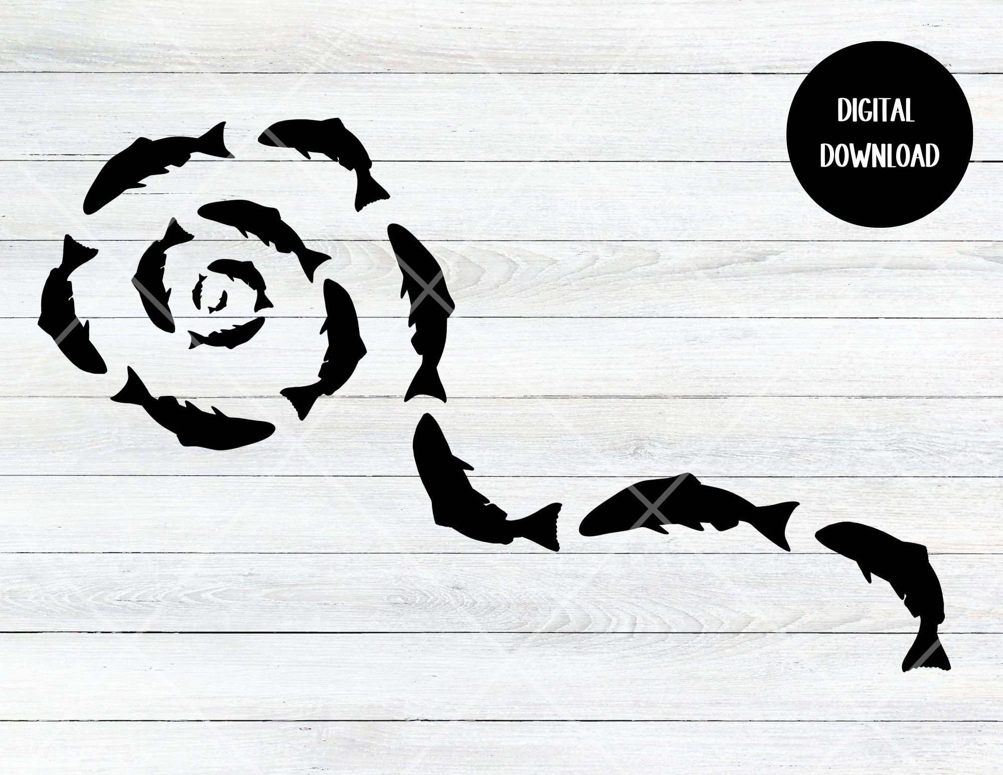 School of Fish SVG, Salmon School of Fish Svg, Fish Svg, Swimming ...