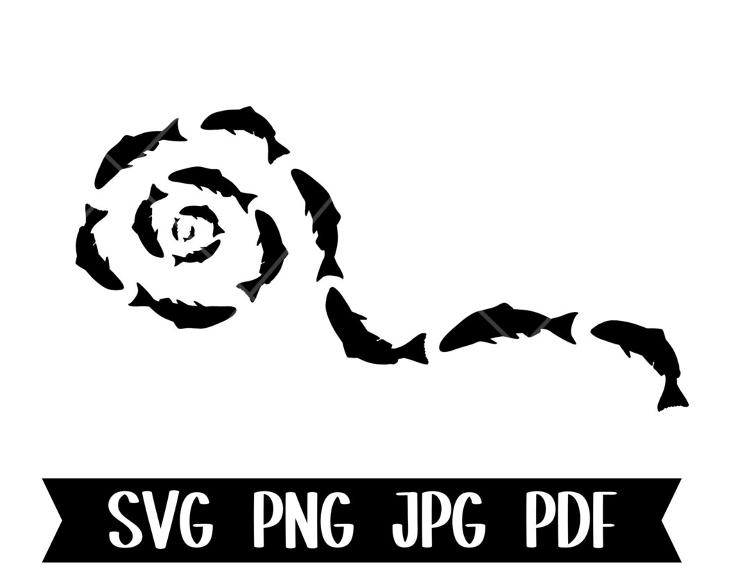 School of Fish SVG, Salmon School of Fish Svg, Fish Svg, Swimming ...
