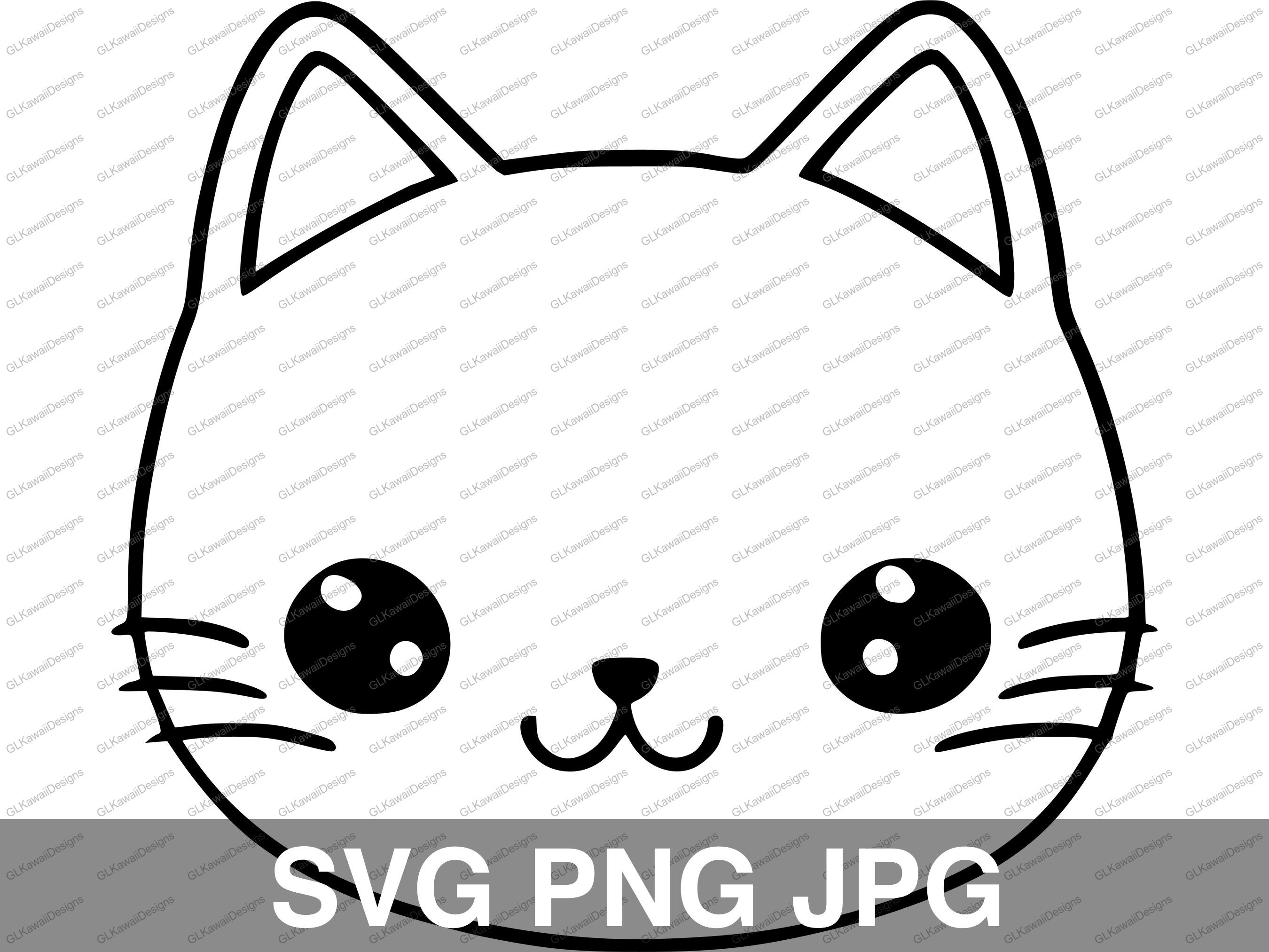 Cute Kawaii Cat Vector Clipart SVG/PNG/JPG File Cricut/silhouette ...
