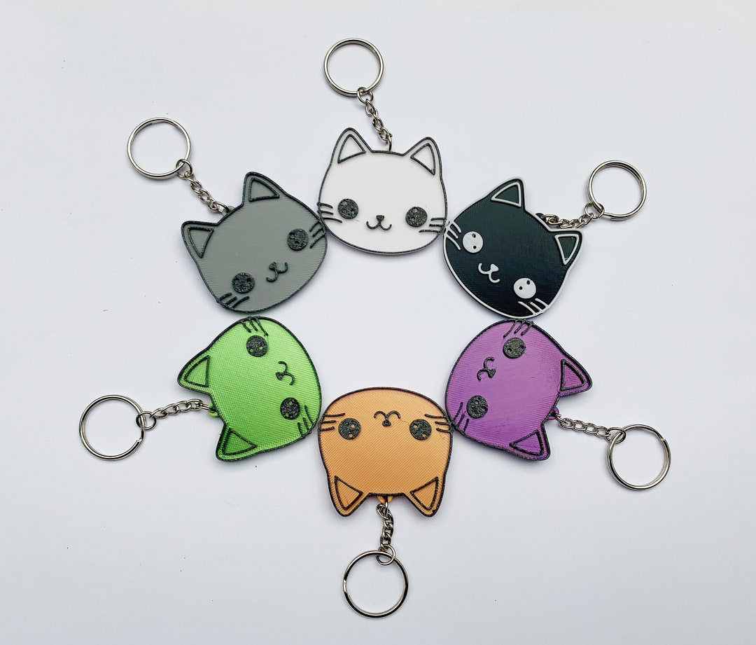 Kawaii Cat Keychain 3d Printed custom Color,cute Kitty Personalized ...