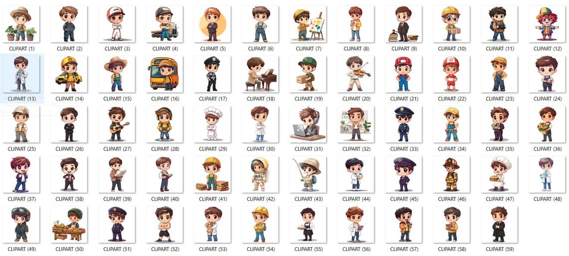 Kawaii Occupations Clipart | Teacher Essentials | Cute Job Icons | 119 ...