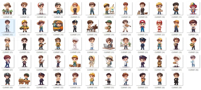Kawaii Occupations Clipart | Teacher Essentials | Cute Job Icons | 119 ...