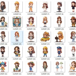 Kawaii Girls Occupations Clipart | Teacher Essentials | Cute Job Icons ...