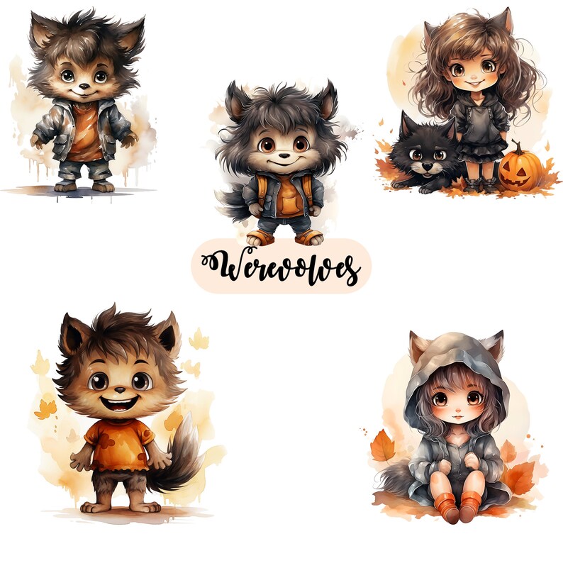 Halloween Cute Collection Clipart | Watercolor Decoration | 42 Cliparts ...