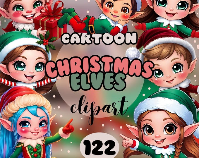 Christmas Elf Kids Clipart. 28 PNG Adorable Boy and Girl Elf Graphics ...