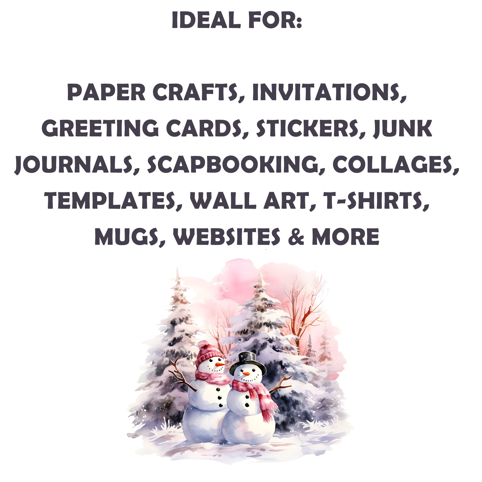 Watercolor Snowmen Clipart Bundle 40 PNG Files Instant Digital Download ...