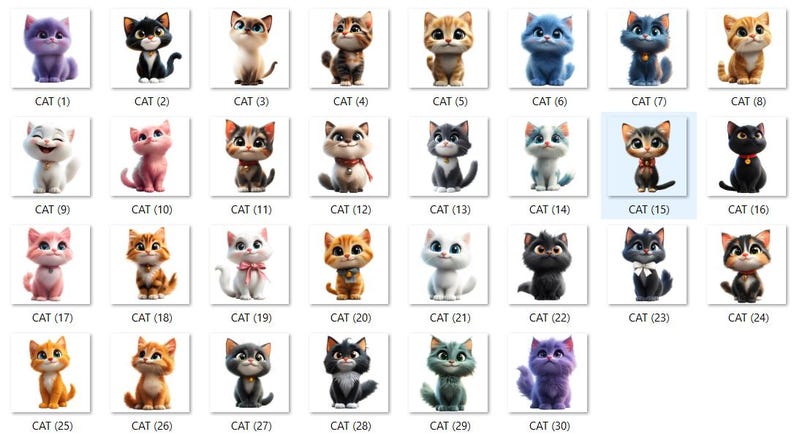 Cartoon Cute Cats Clipart Bundle | Cute Icons | 30 PNG Files 300 DPI ...