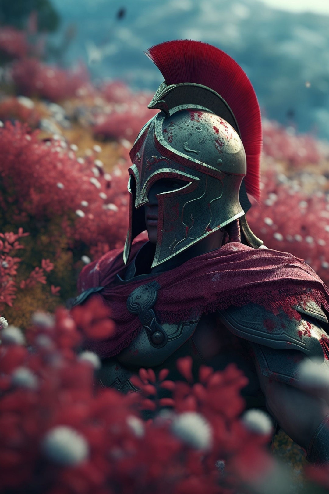 Spartan Family, Warrior in a Flowery Field - Etsy