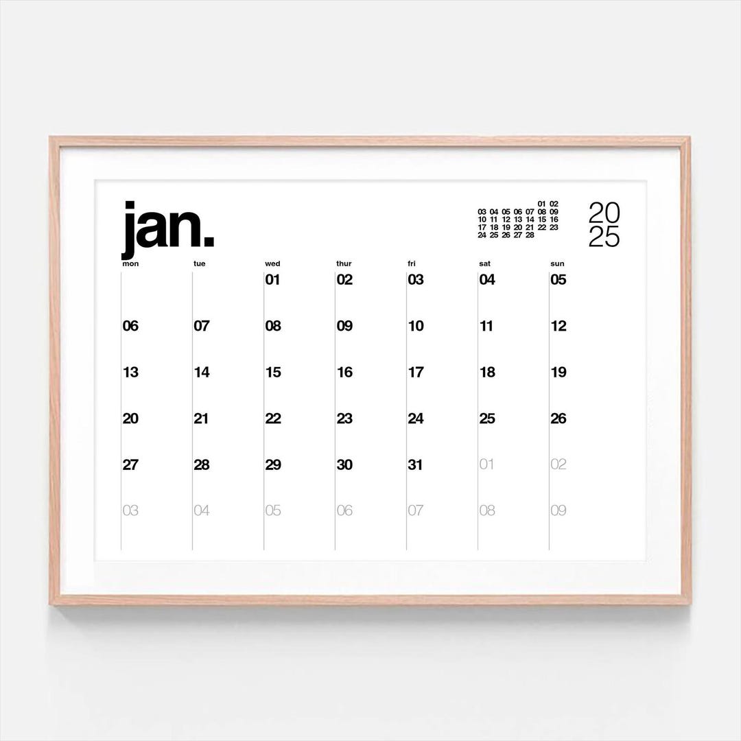 Swiss Style Wall Planner / Calendar. July 2025 - Etsy