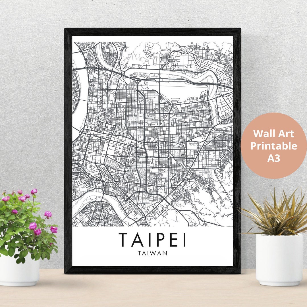 Taipei Map Print Taipei Maps Taipei Map Posters Taipei Wall - Etsy