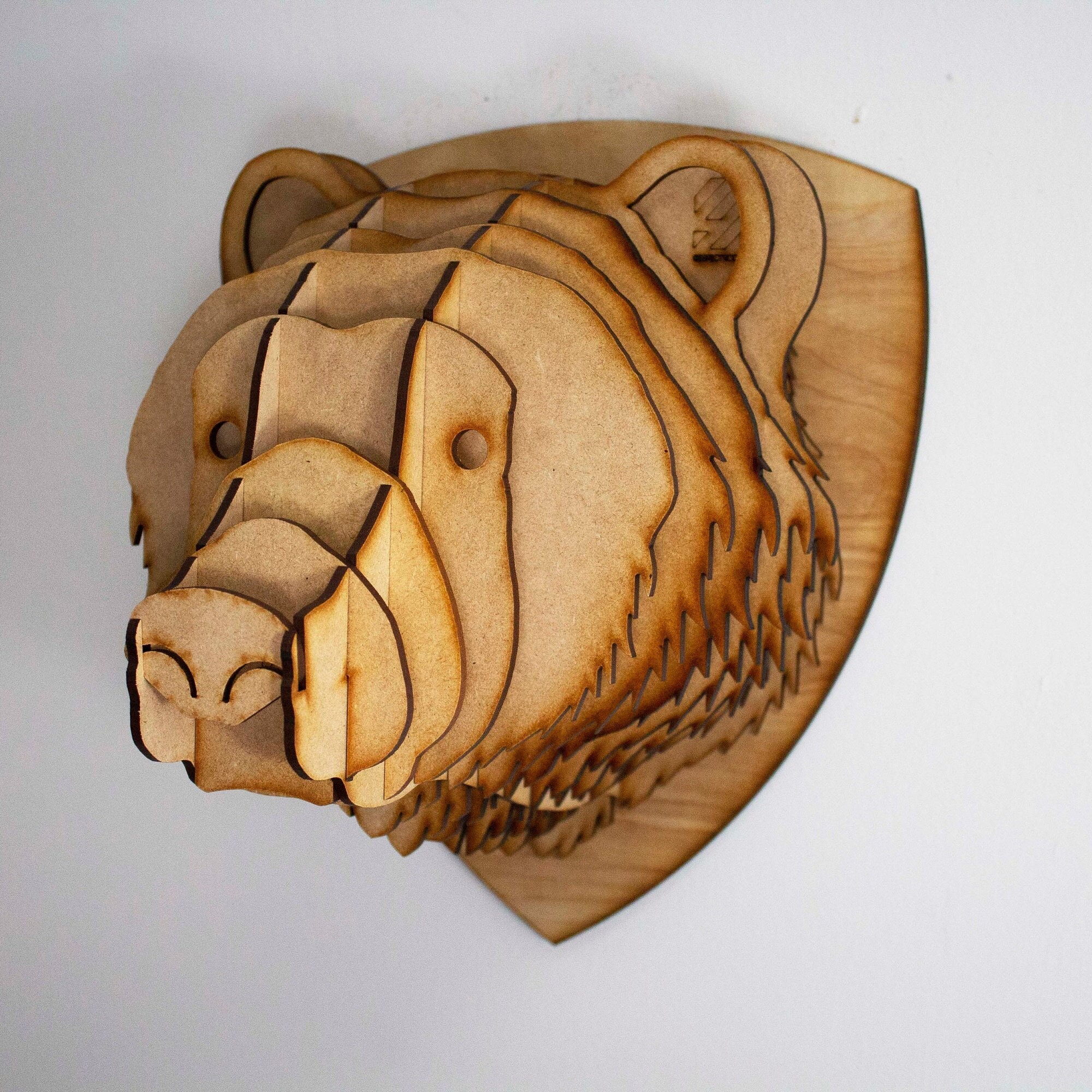 3D Bear Puzzle Head: Laser-cut DIY Grizzly Sculpture - Etsy