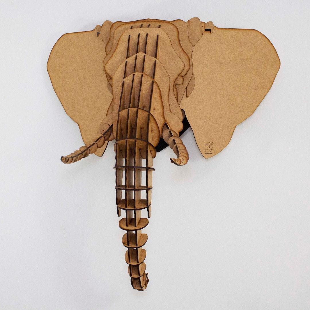 Laser Cut Elephant Head Wall Art: 3D Safari Decor - Etsy