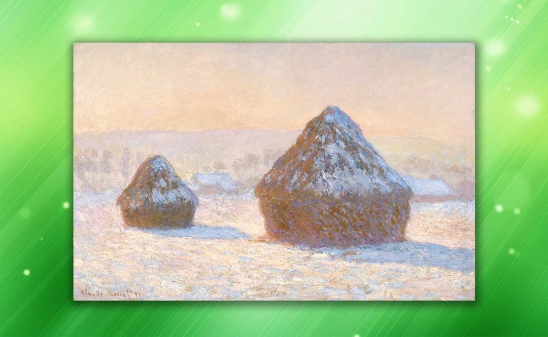 Claude Monet wheatstacks Snow Effect Morning - Etsy