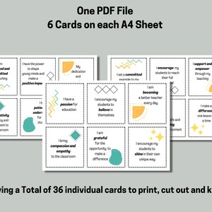Positive Affirmation Cards for Teachers, Daily Motivation PDF Printable ...