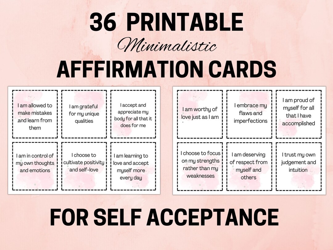 Affirmation Cards Printable, Self-acceptance Affirmation Cards PDF ...