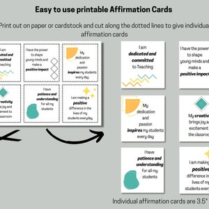 Positive Affirmation Cards for Teachers, Daily Motivation PDF Printable ...