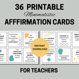 Positive Affirmation Cards for Teachers, Daily Motivation PDF Printable ...