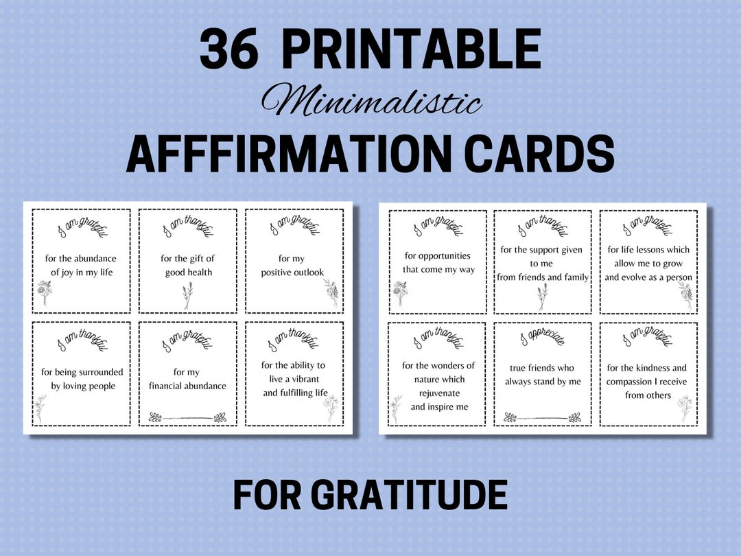 Affirmation Cards Printable, Gratitude Affirmation Cards PDF, Digital ...