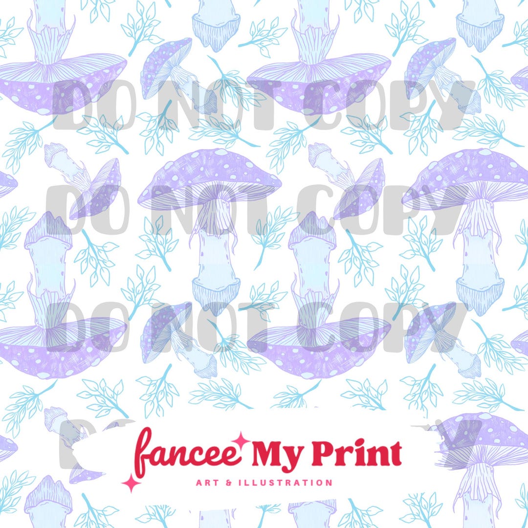 Purple & Pink Mushies Seamless Pattern Pack| 2 Files | 12x12” | 300 DPI ...