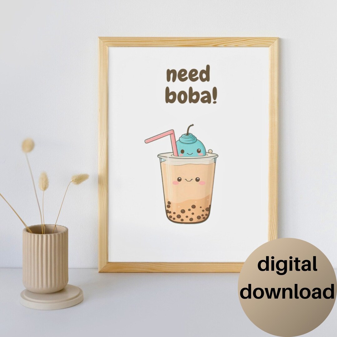 Boba Tea Wall Art Printable Digital Download Boba Print, Boba Tea Print ...