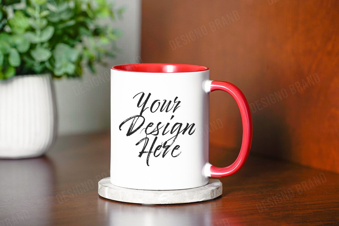 RED Handle Mug Mockup, Two Tone Coffee Mug Mockup, 11 Oz Mug Mockup ...