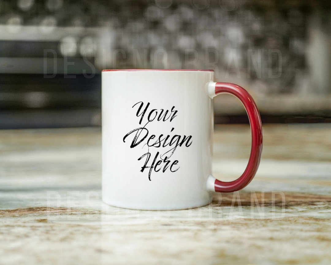 MAROON & WHITE Two Tone Coffee Mug Mockup, 11 Oz Mug Mockup, Mug Mockup ...