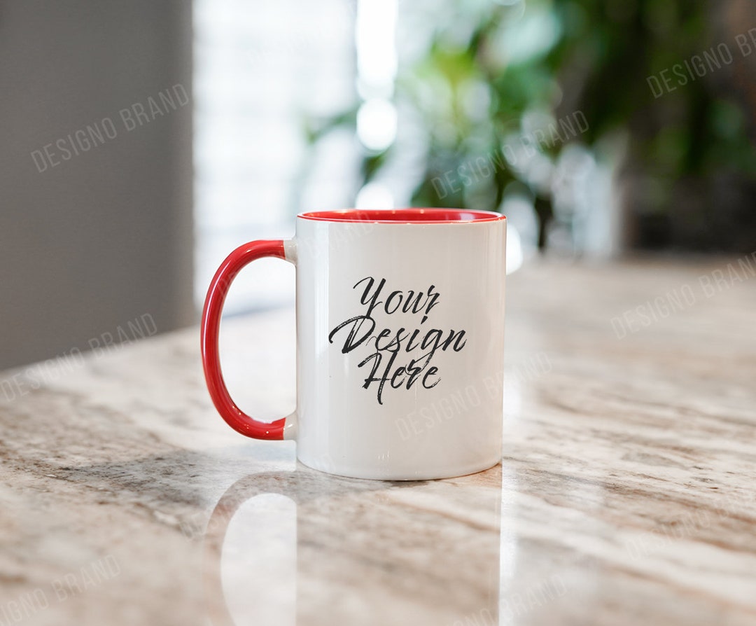 RED Handle Mug Mockup, Two Tone Coffee Mug Mockup, 11 Oz Mug Mockup ...