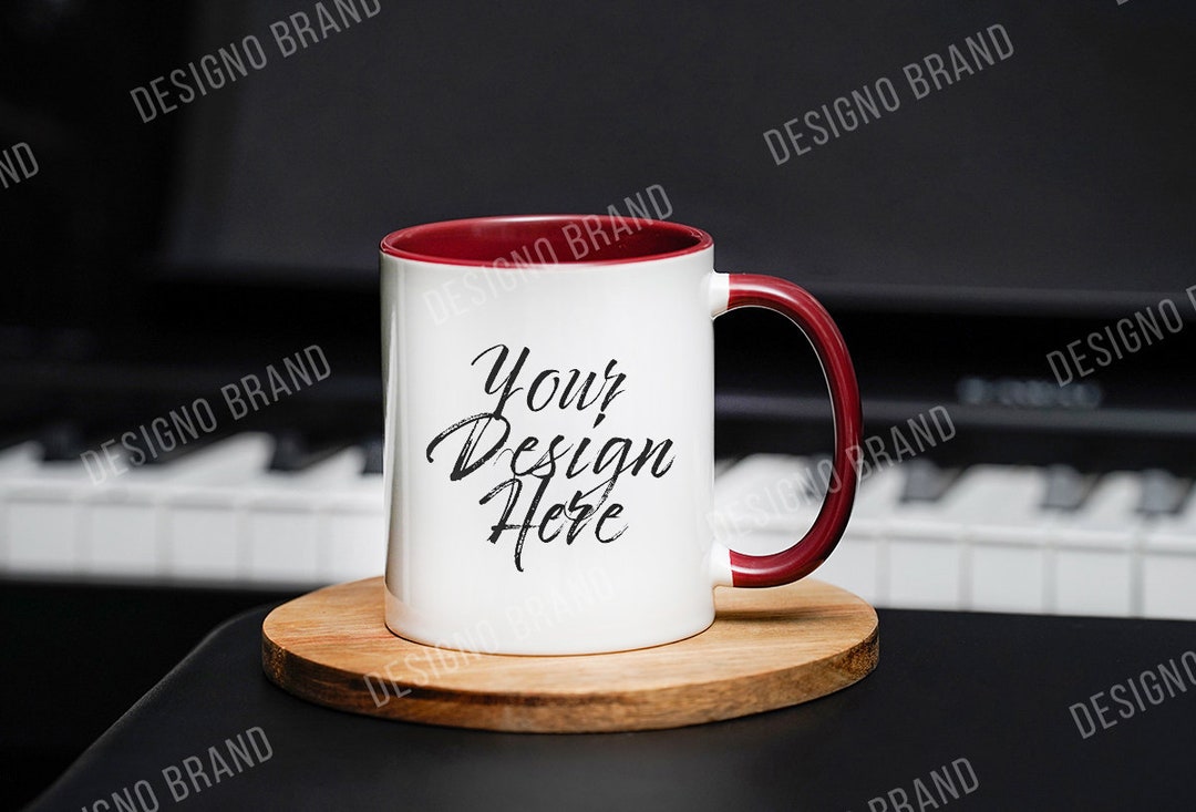 MAROON & WHITE Two Tone Coffee Mug Mockup, 11 Oz Mug Mockup, Mug Mockup ...