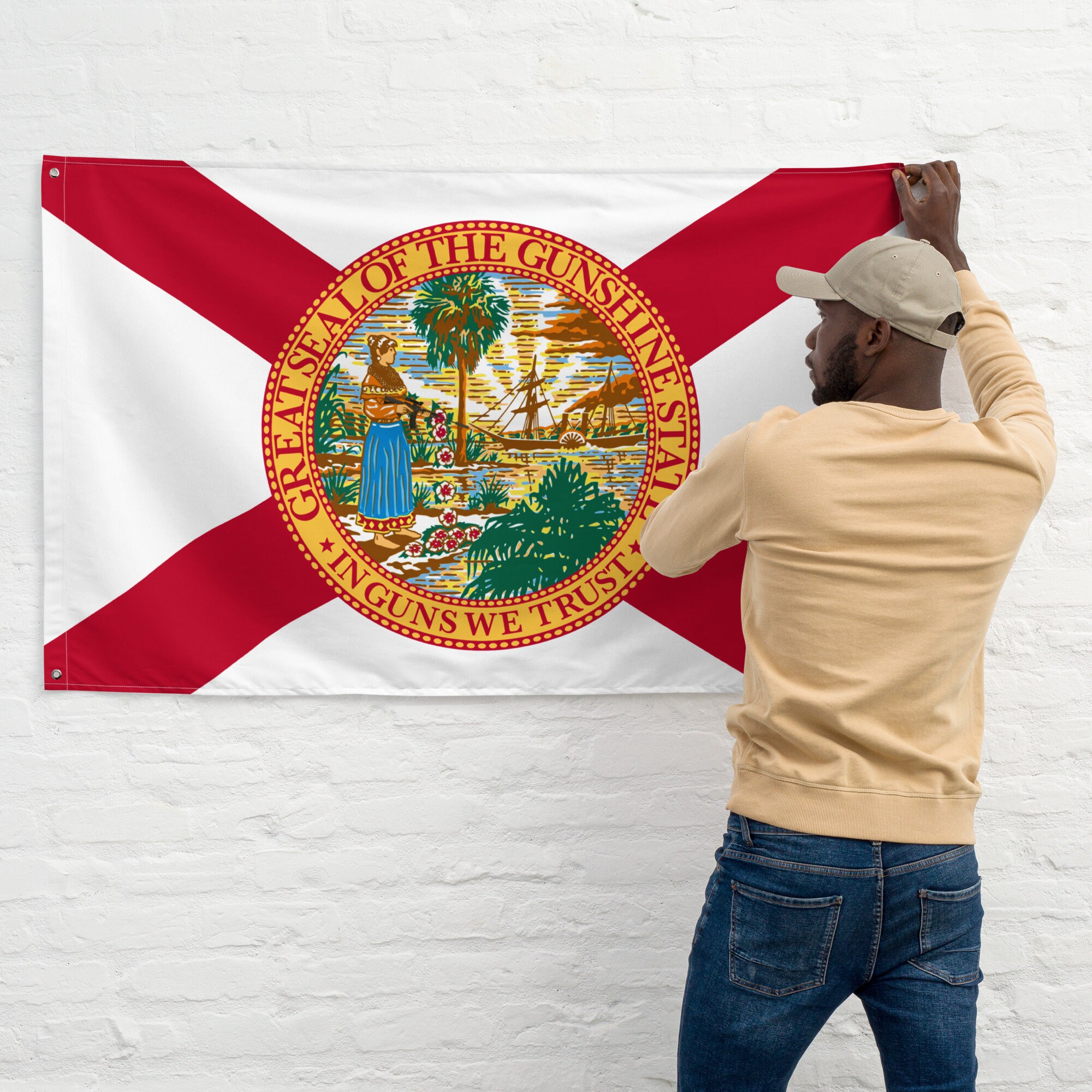 Florida Gunshine State in Guns We Trust 3x5 Flag Single Sided Custom ...