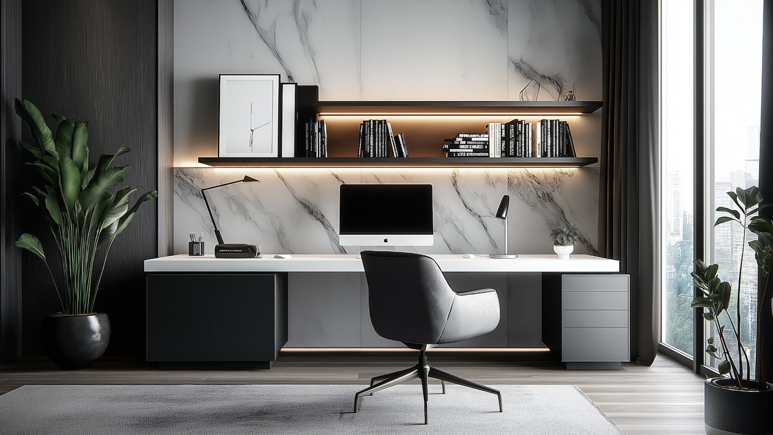 Modern Home Office Zoom Background: Realistic Virtual Backdrop (digital ...