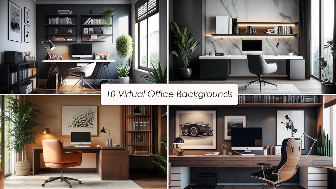 10 Modern Home Office Backgrounds | Realistic Background Bundle ...