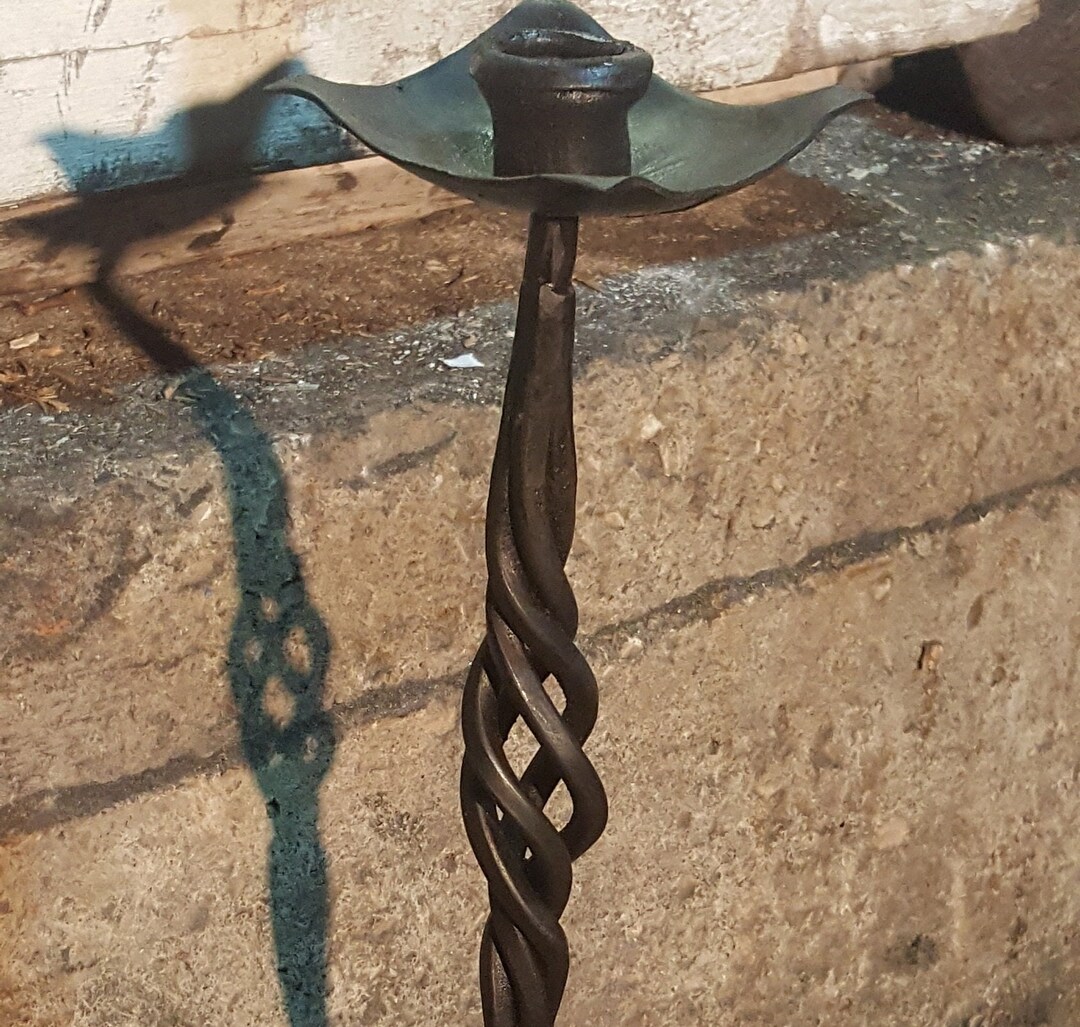 Hand Forged Candlestick, Traditional Gothic Basket Twist Style - Etsy
