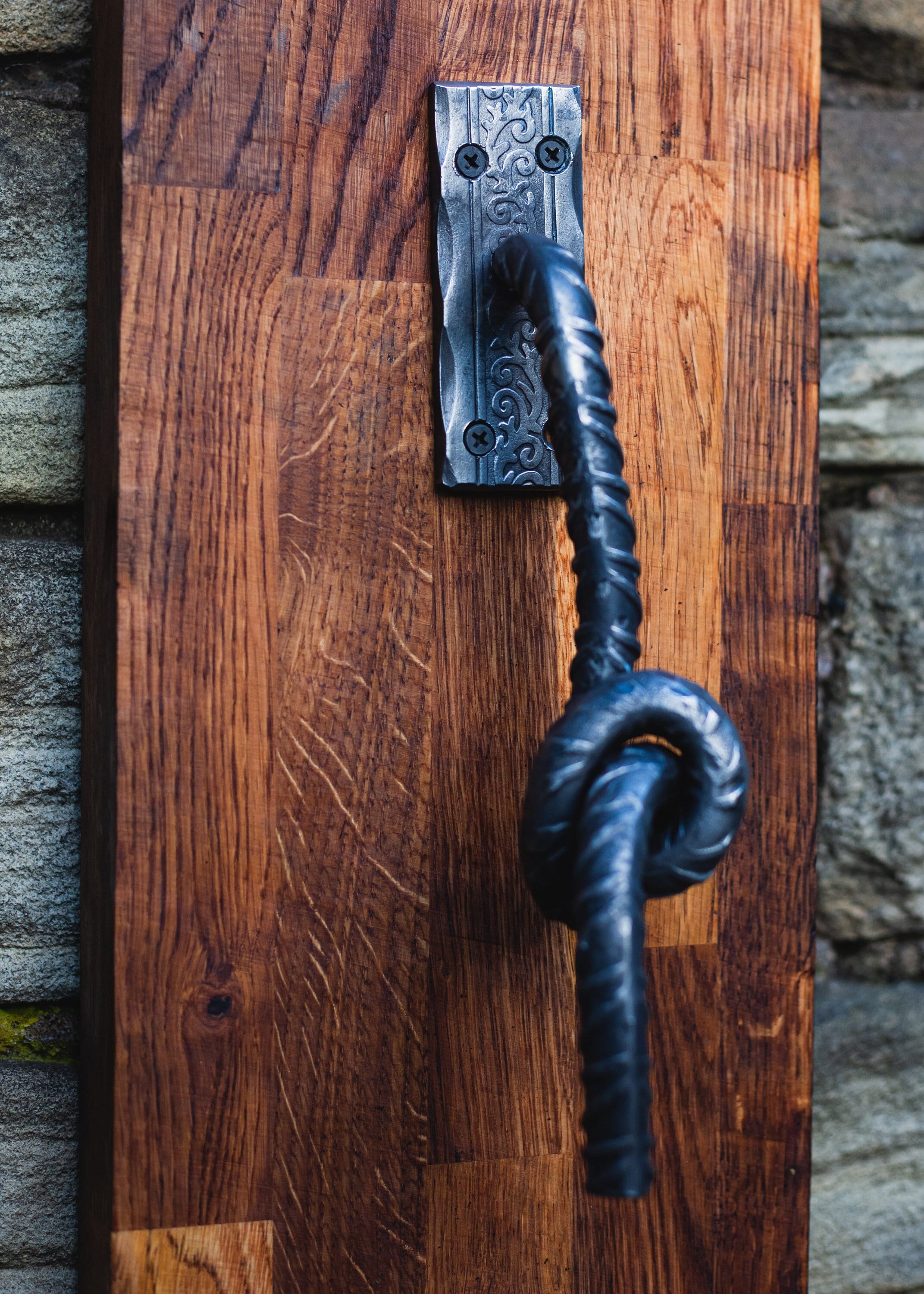 Industrial Steel Rebar Knotted Door Handles, Traditionally Hand Forged ...