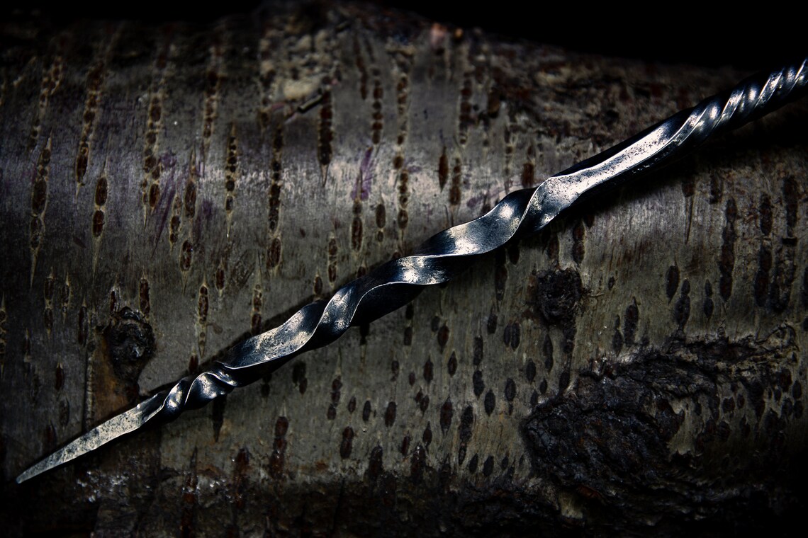 Sorcerer's Wave Iron Wand, Hand Forged - Etsy