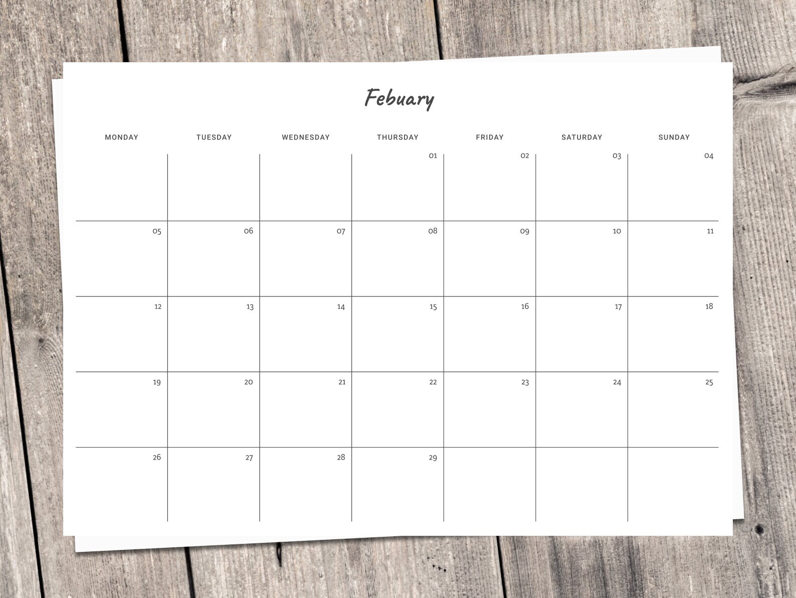 2024 Monthly Planner, 2024 Clean Black and White Monthly Calendar, A4 ...