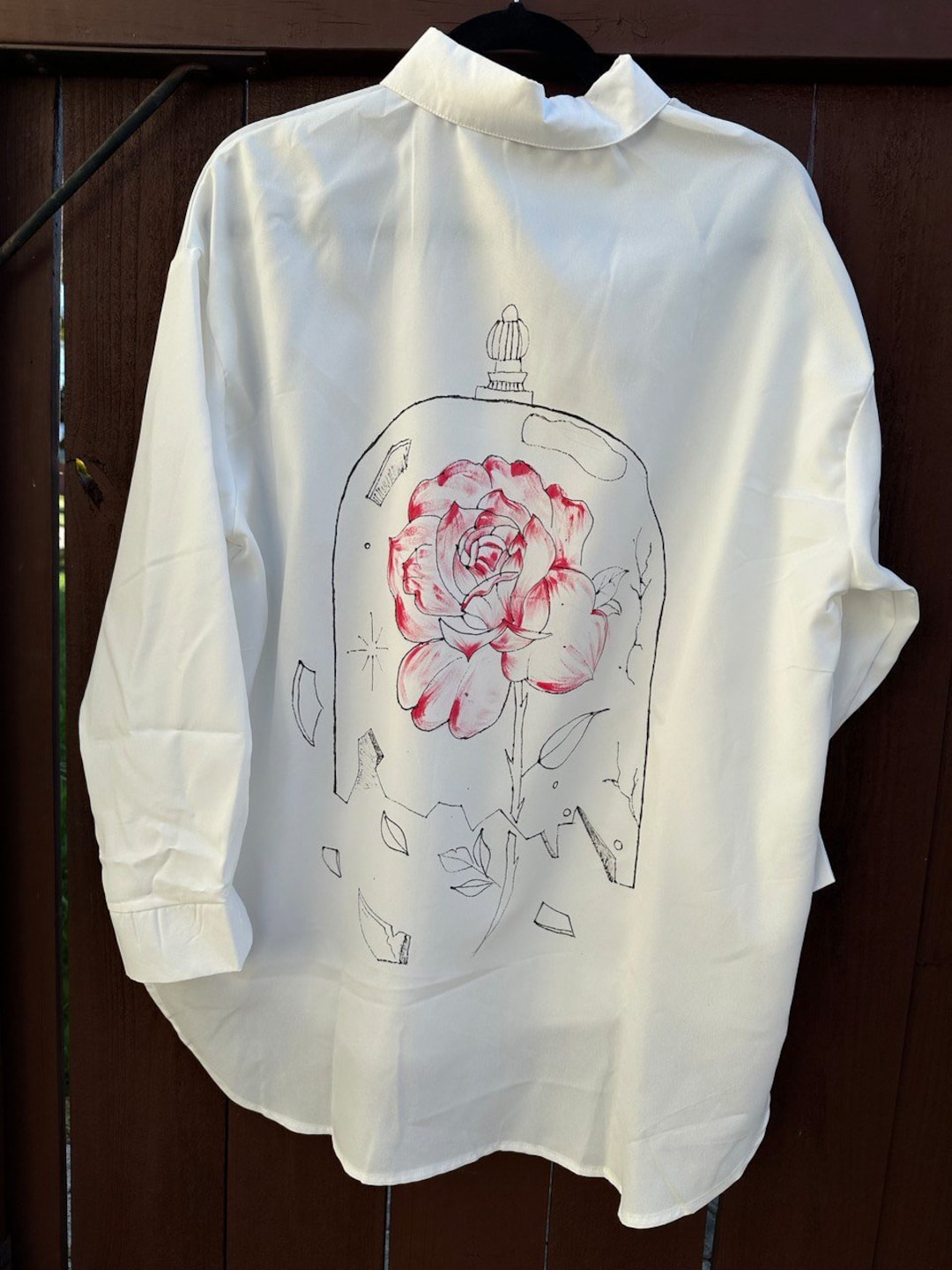 Handmade White Shirt Rose - Etsy