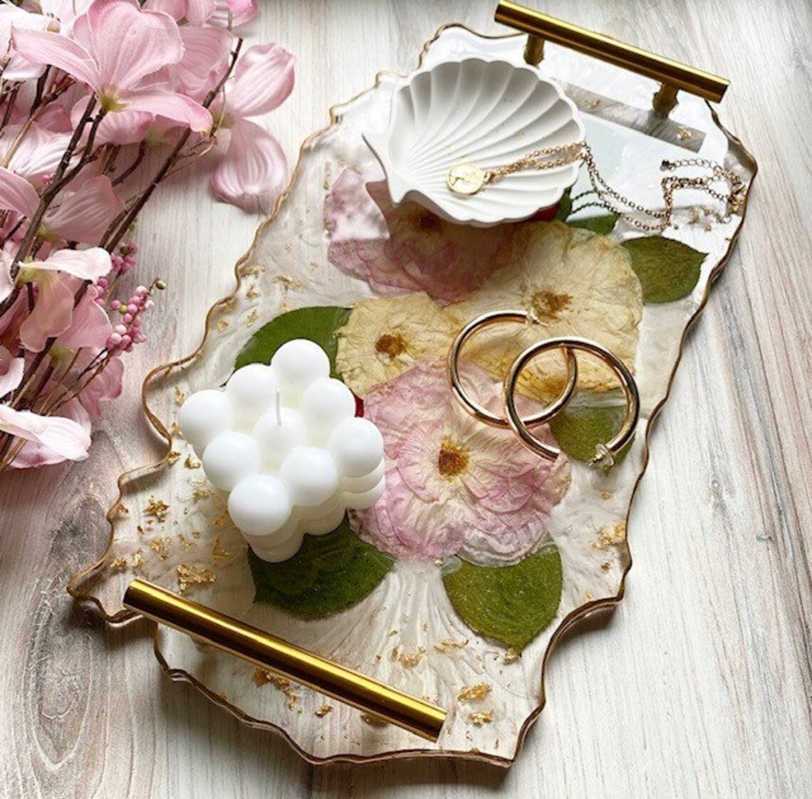 Bouquet Preservation, Resin Geode Pressed Flower Tray, Wedding Flowers ...