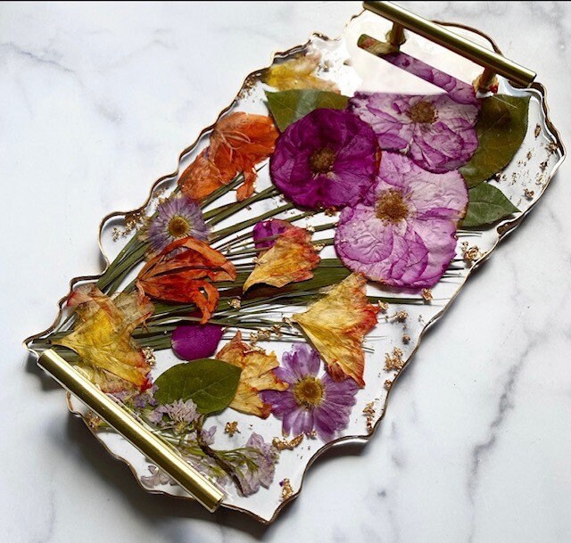Bouquet Preservation, Resin Geode Pressed Flower Tray, Wedding Flowers ...