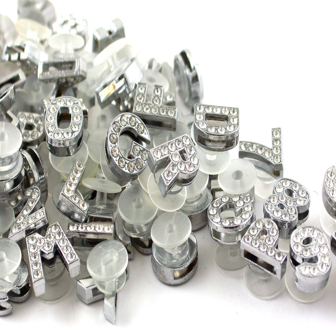 Rhinestone Letter & Numbers Bling Croc Charms Designer Faux Diamond ...