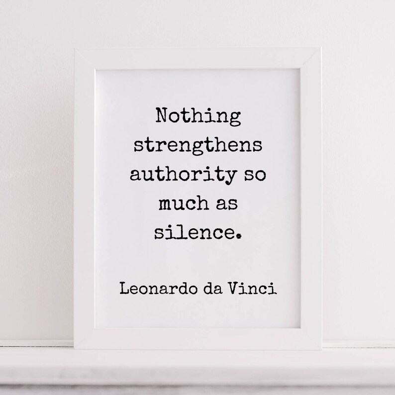 Printable Wall Art | Leonardo Da Vinci Quote | Nothing Strengthens Authority | Literary Print - Etsy