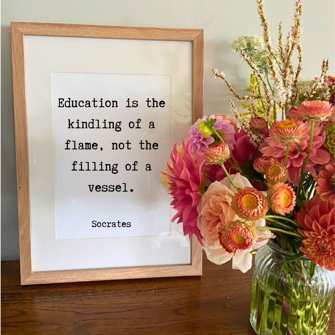 Printable Wall Art | Socrates Quote | Education is the Kindling of a ...