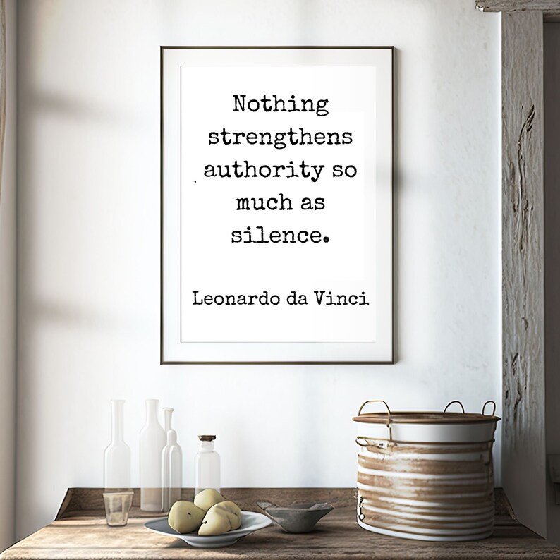 Printable Wall Art | Leonardo Da Vinci Quote | Nothing Strengthens Authority | Literary Print - Etsy