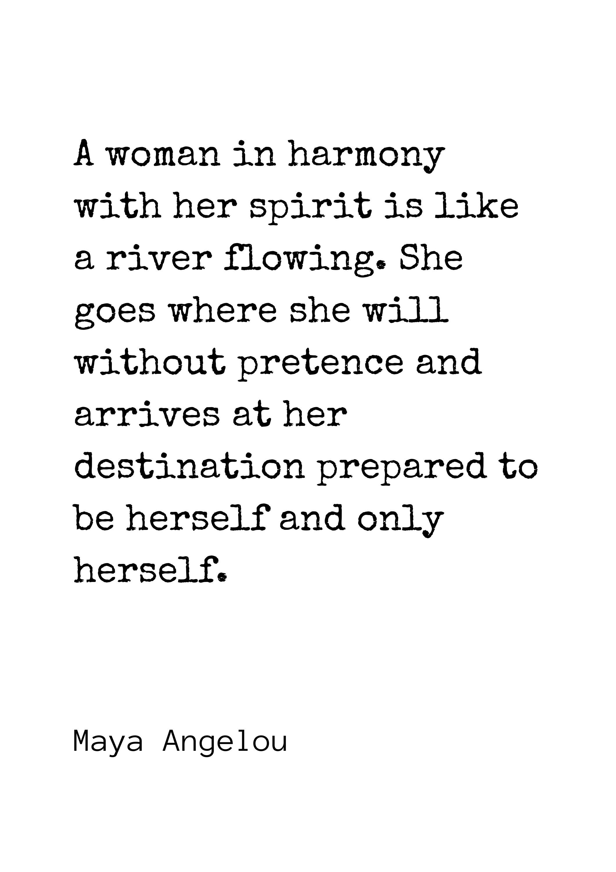 Printable Wall Art | Maya Angelou Quote | A Woman in Harmony With Her ...