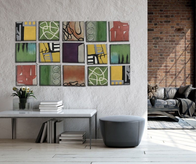 Abstract Painting Modern Wall Sculpture / Original Painted Wood Block ...