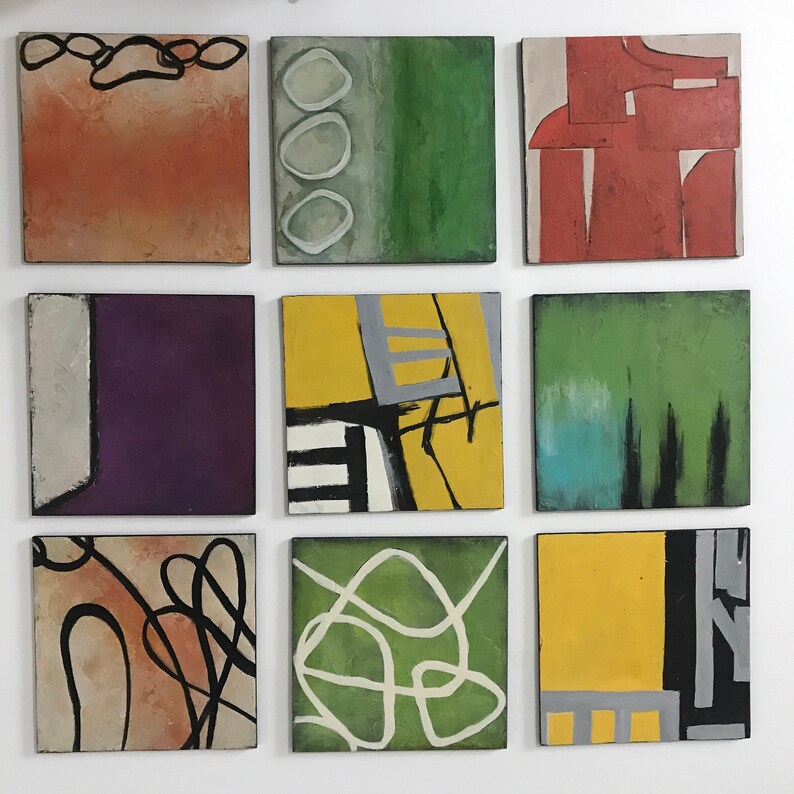 Abstract Painting Modern Wall Sculpture / Original Painted Wood Block ...