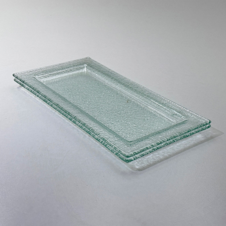 Fused Glass Plate, Set of 2 Rectangle Glass Tray, Handmade Glass Tray ...