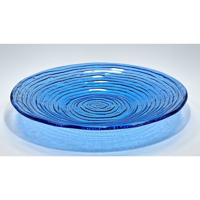 Fused Glass Plate, Handmade Modern Design Plate, Blue, Black, Green ...
