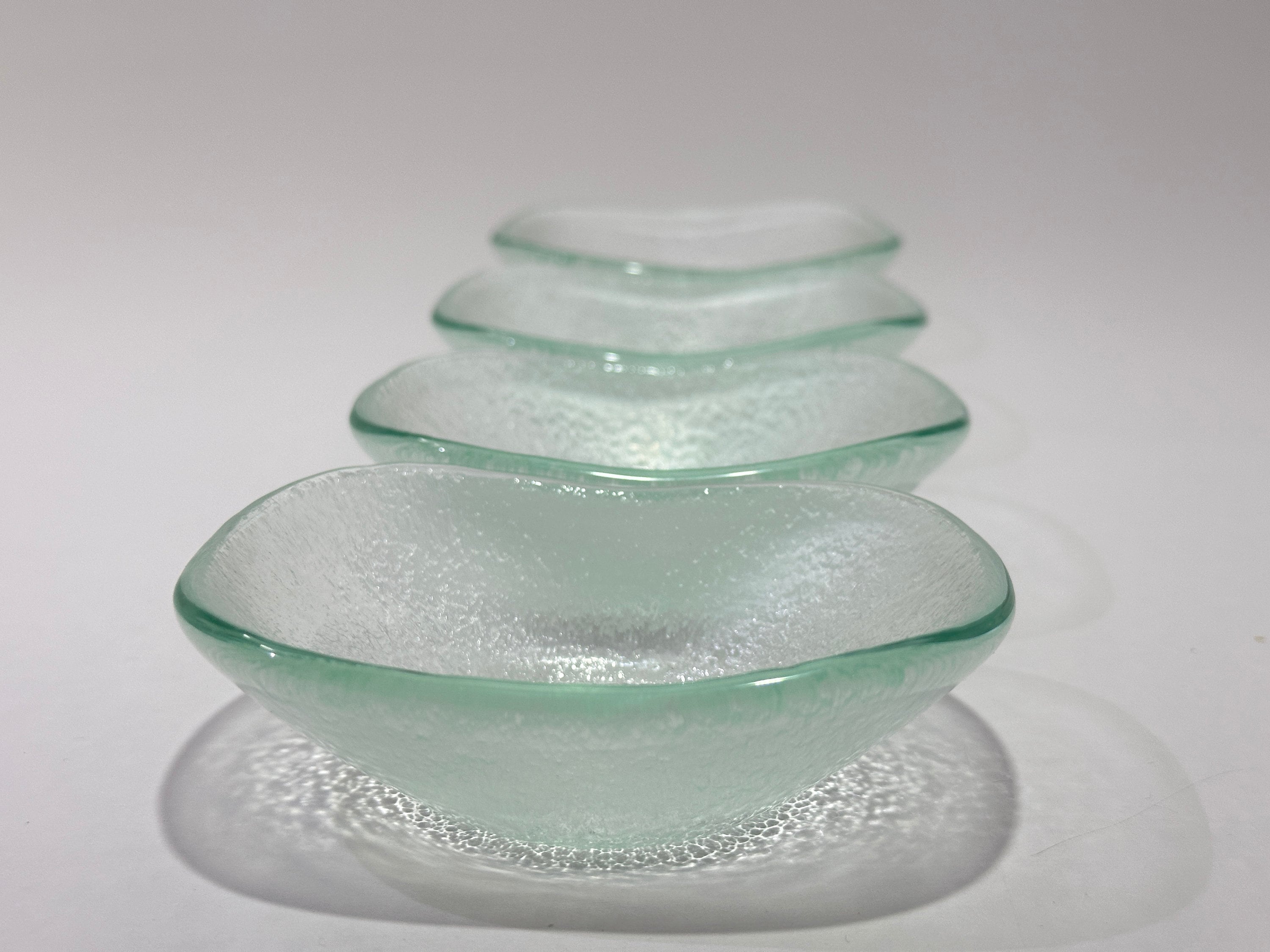 Set of 4 Fused Small Glass Bowls. Glass Serving Bowls. Clear Glass ...